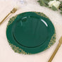 Embossed Rim 10" Plastic Dinner Plates Emerald Green/Gold | eFavormart