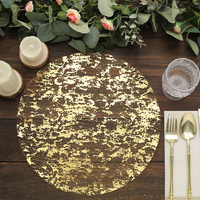 Foil Mesh Placemats Metallic Gold Round 13" | eFavormart