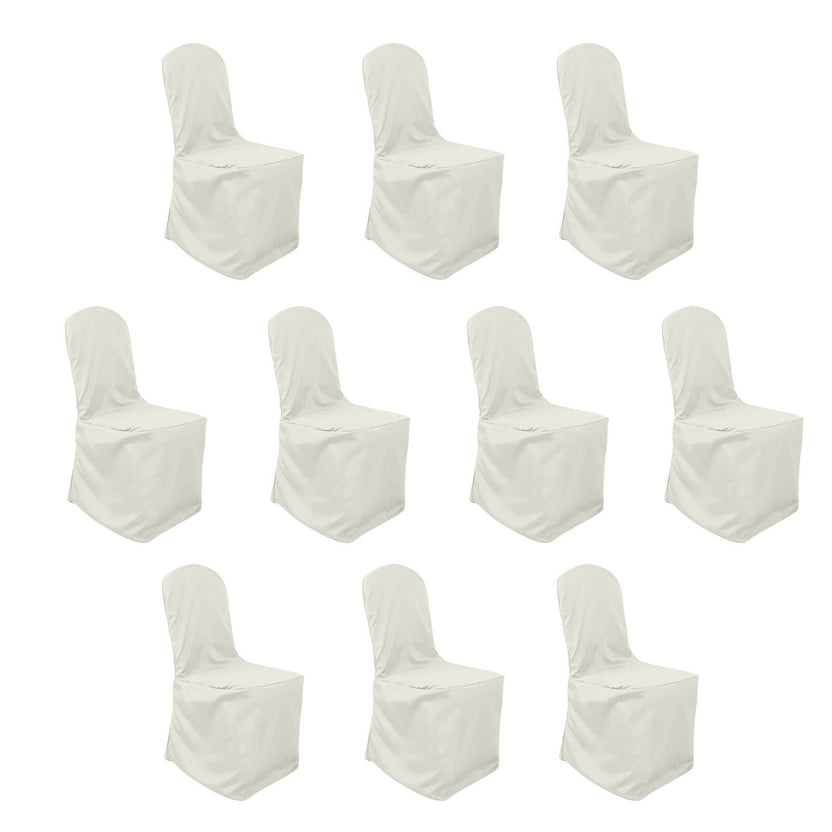 10 Pack Polyester Banquet Chair Covers Ivory | eFavormart