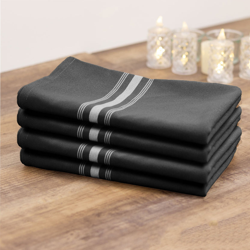 Polyester Bistro Napkins 18"x22" Black | eFavormart