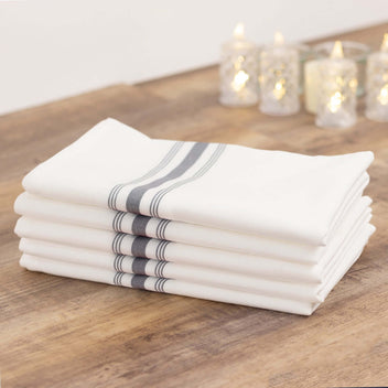 Polyester Bistro Napkins 18"x22" Gray Stripes | eFavormart