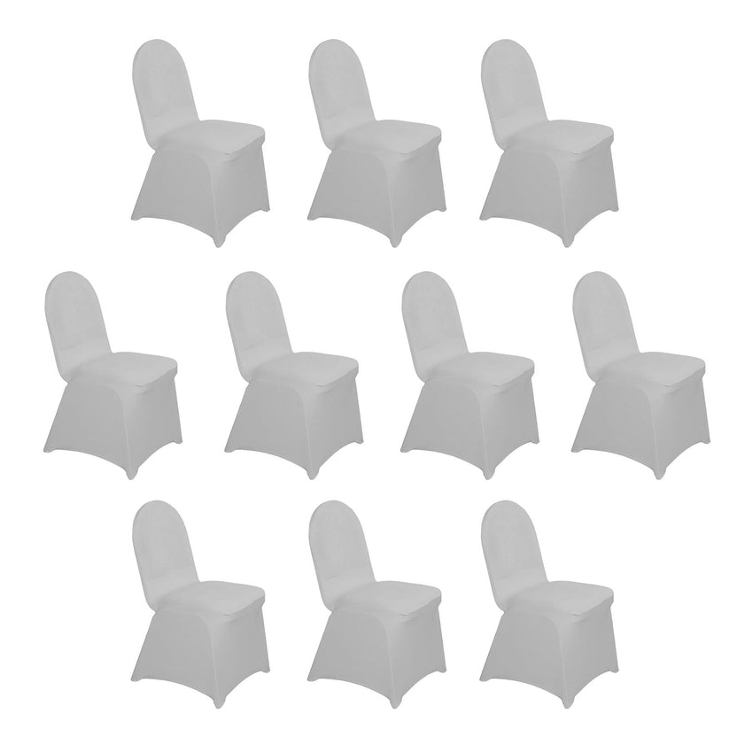 10 Pack Spandex Banquet Chair Cover Silver | eFavormart