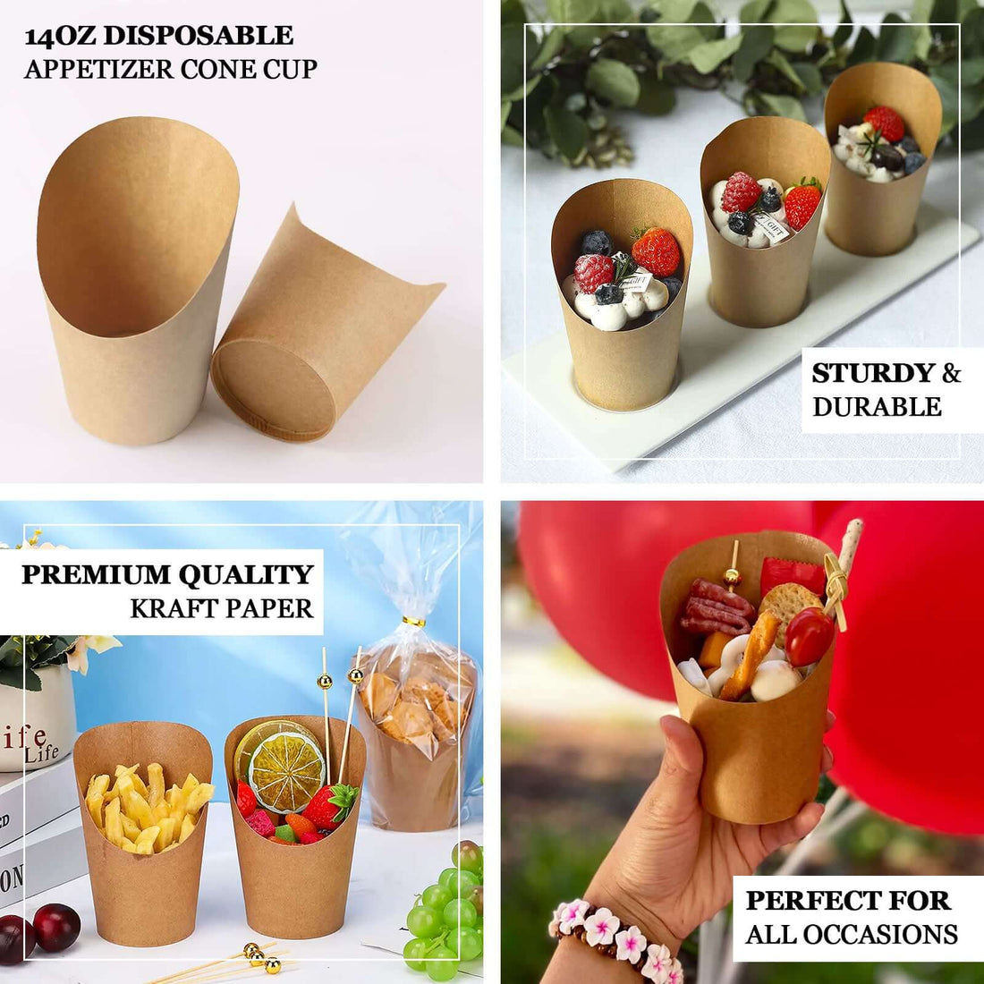Slanted Mouth Paper Cups Natural Brown 14oz | eFavormart