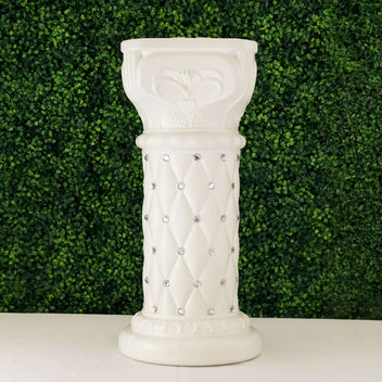 2 Pack White Crystal Beaded Pillar Stand | eFavormart