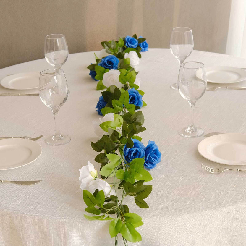 2-Pack White & Blue Silk Mini Rose Vines | eFavormart