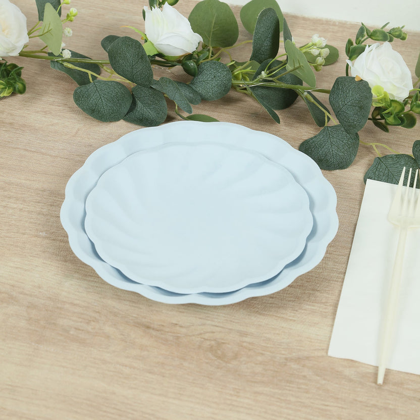 20 Pack Compostable Dessert Plates Light Blue 7" Bamboo | eFavormart