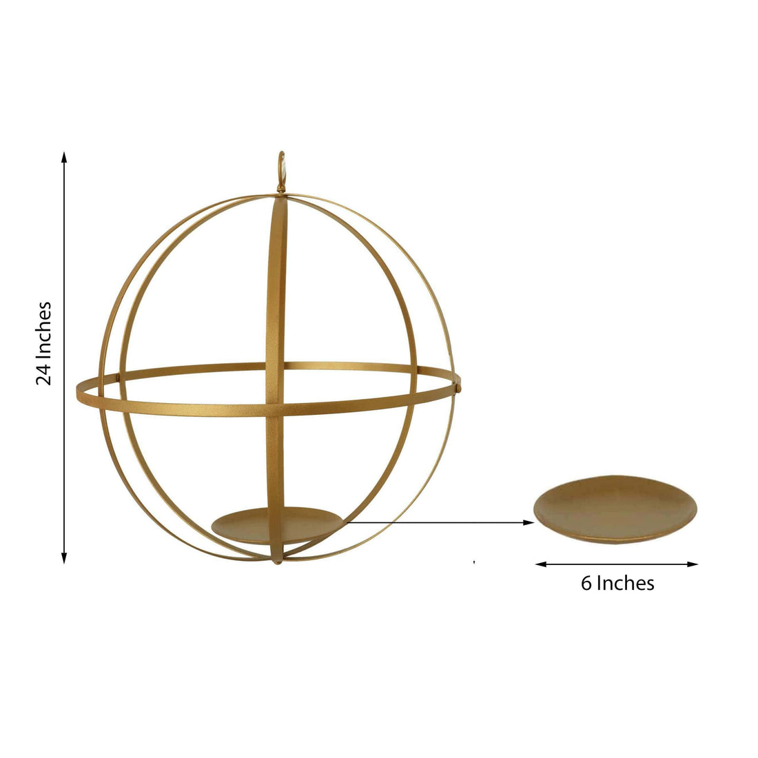 Hanging Sphere Candle Holder Gold 24" | eFavormart