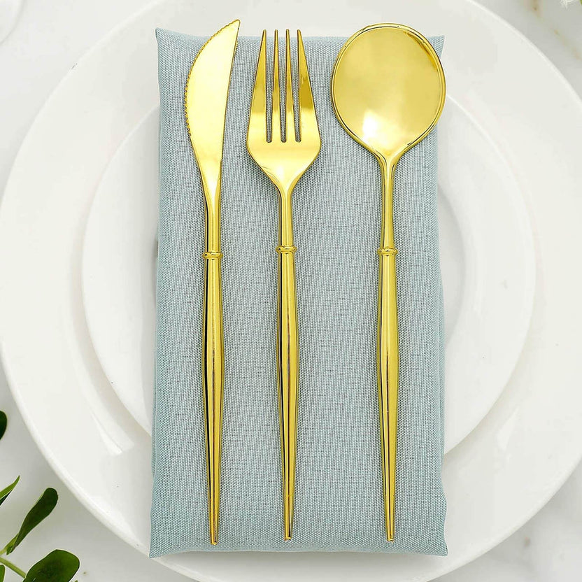 Disposable Plastic Flatware Set 8" Gold | eFavormart