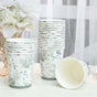 French Toile Paper Cups 9oz White/Sage Green | eFavormart