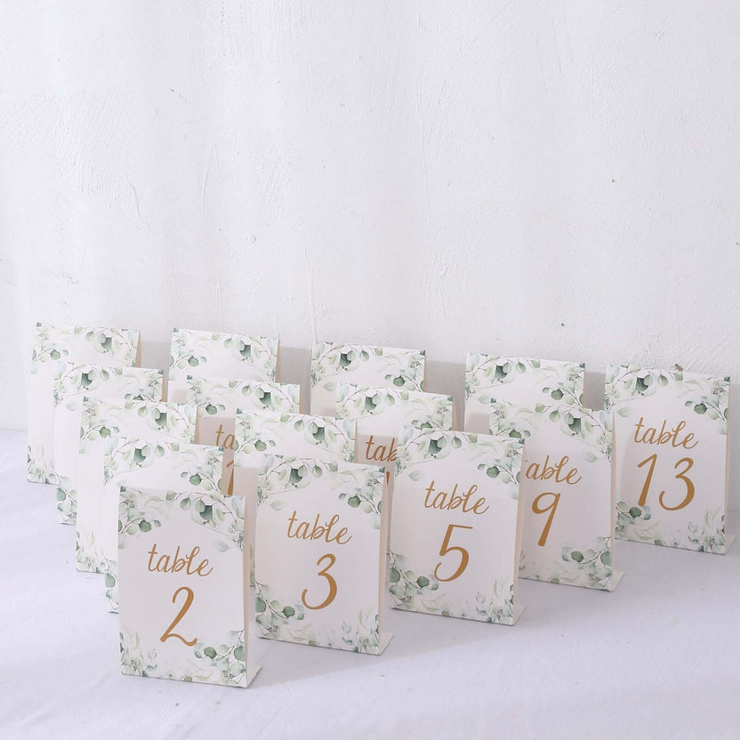 Table Numbers Eucalyptus Leaves Design 7" | eFavormart