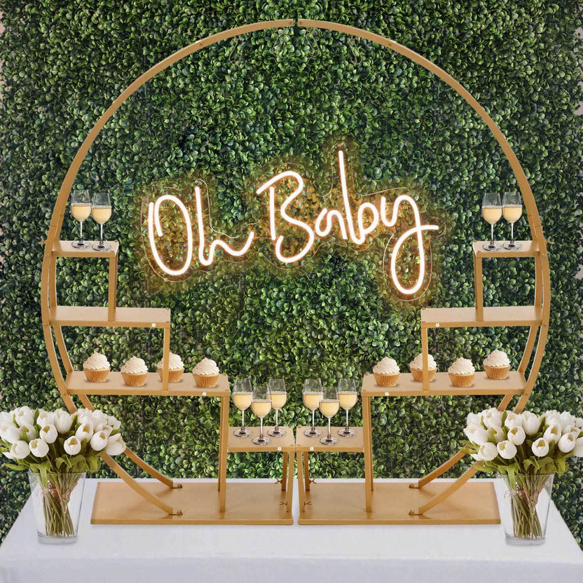 Gold Metal 4-Tier Half Moon Plant Shelf Rack | eFavormart