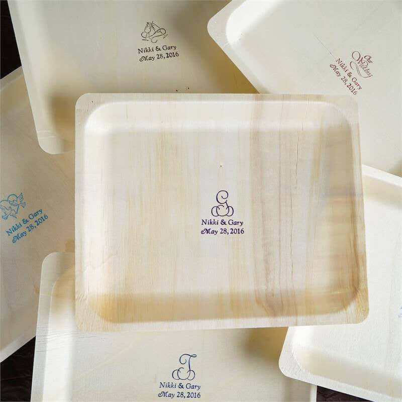 48-Pack Personalized Birchwood Dinner Plates | eFavormart