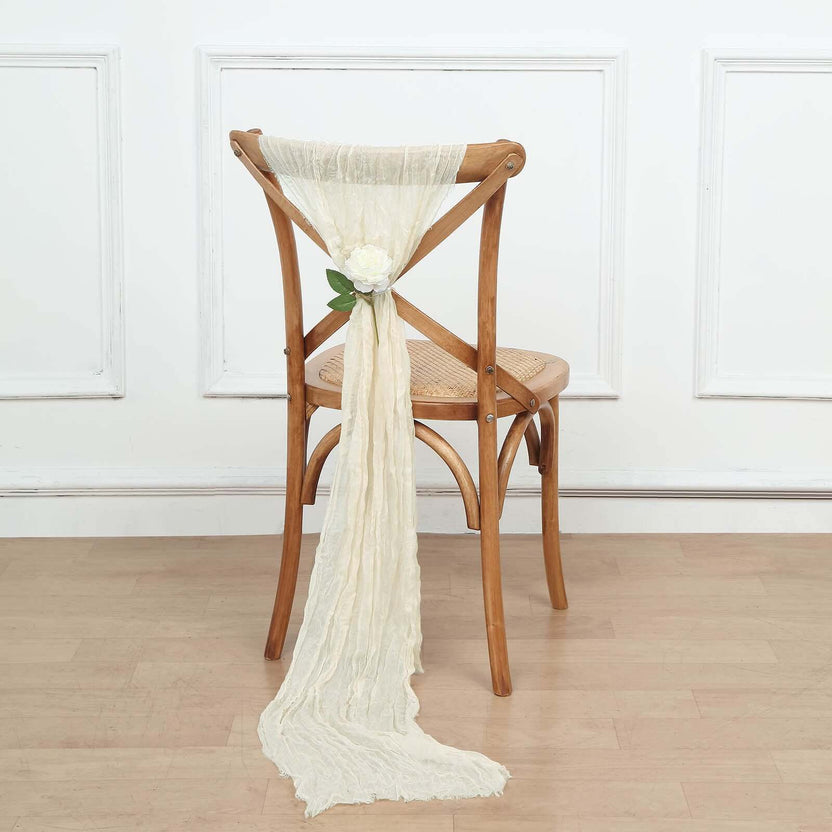 Cheesecloth Chair Sashes 16"x88" Cream | eFavormart
