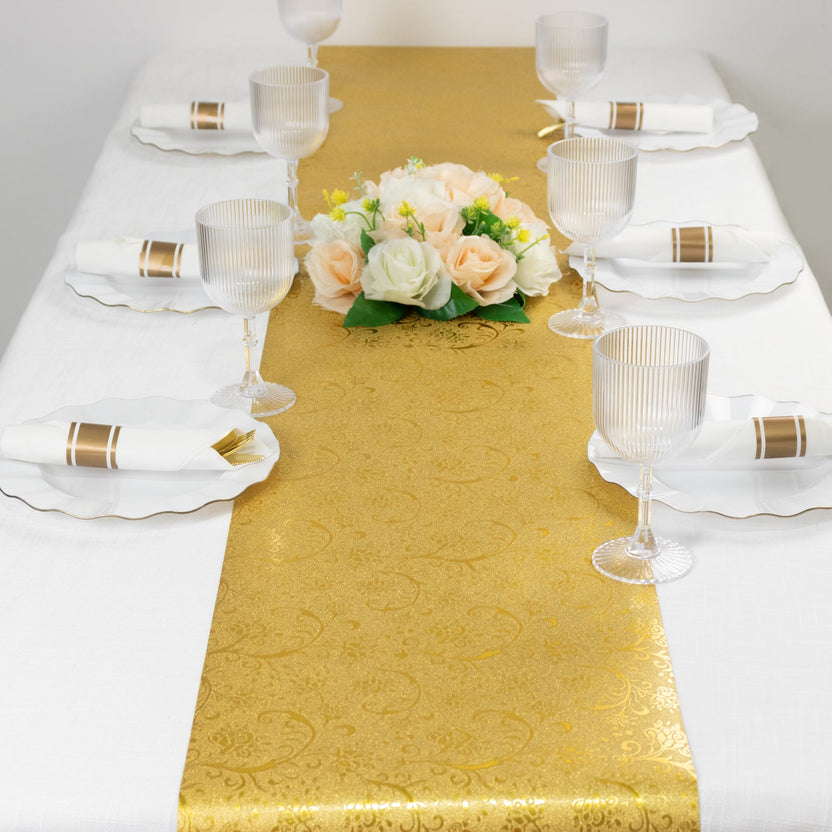 5-Pack Gold Glitter Paper Table Runners | eFavormart