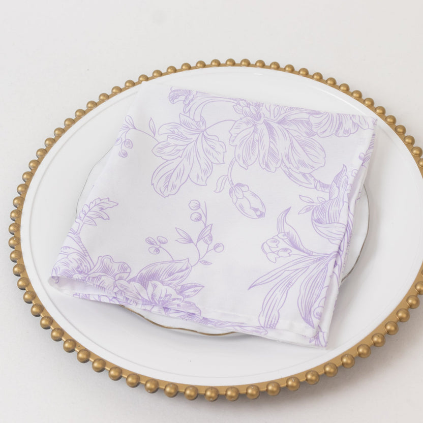 French Toile Cloth Napkins Lavender Polyester | eFavormart