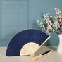 Navy Blue Asian Silk Folding Fans (5-Pack) | eFavormart