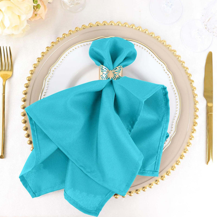 Polyester Dinner Napkins 20"x20" Turquoise | eFavormart