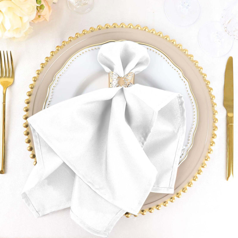 Polyester Dinner Napkins 20"x20" White | eFavormart