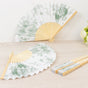 5-Pack White & Sage Green Paper Folding Fans | eFavormart