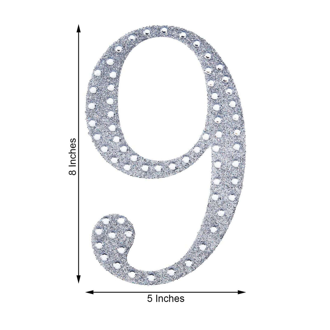8" Rhinestone Sticker Numbers "9" Silver | eFavormart
