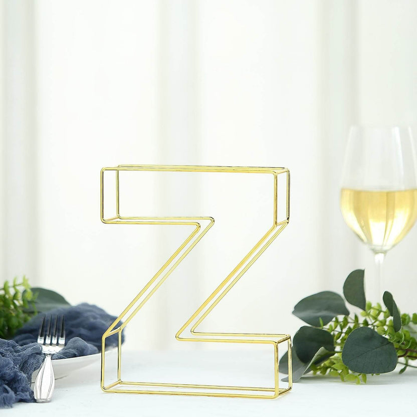 Gold 3D Wire Letter Wedding Centerpiece "Z" Letter | eFavormart