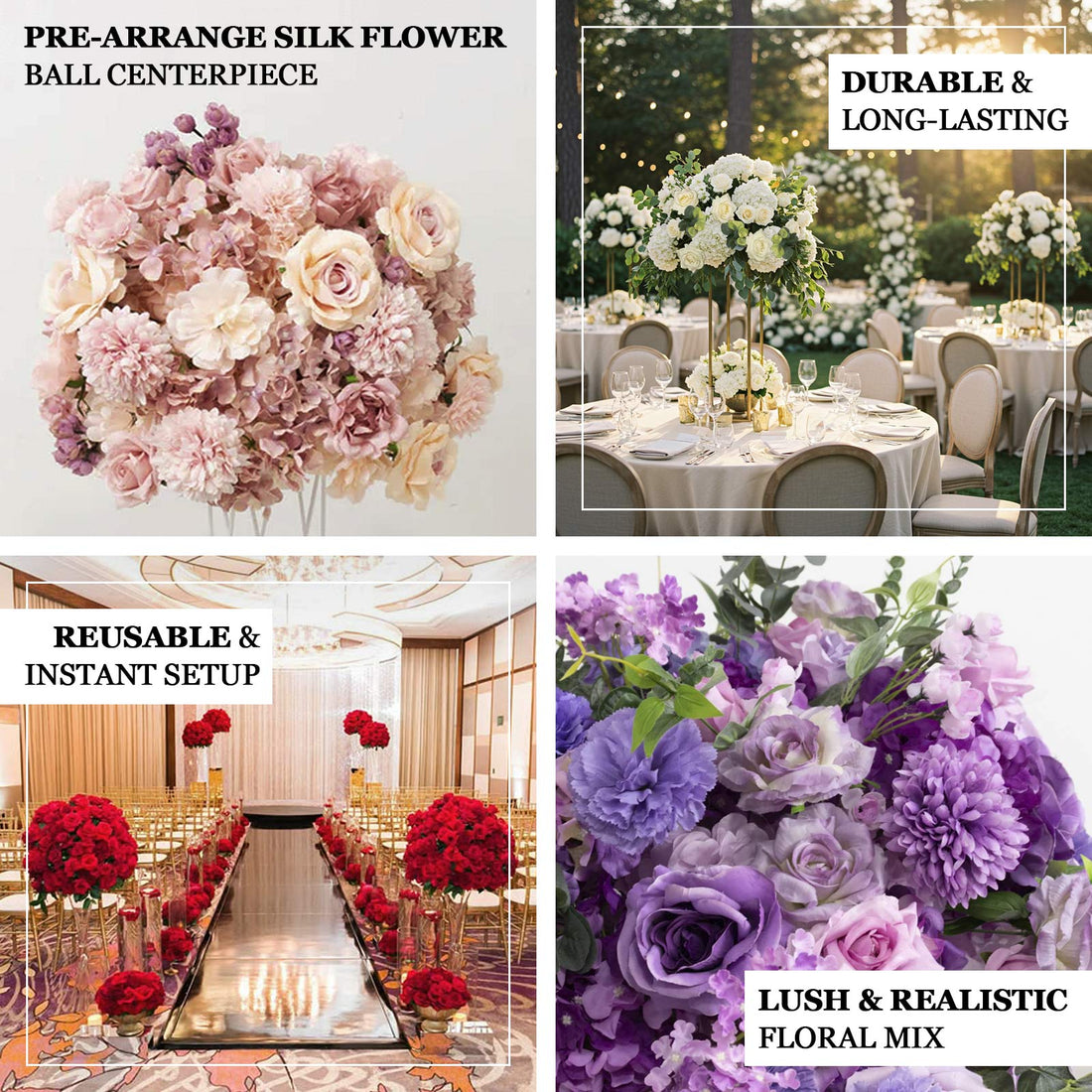Red Silk Flower Ball Centerpiece 22" | eFavormart