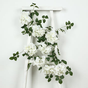 2 pk Artificial Hydrangea Garland 5.5ft Ivory | eFavormart