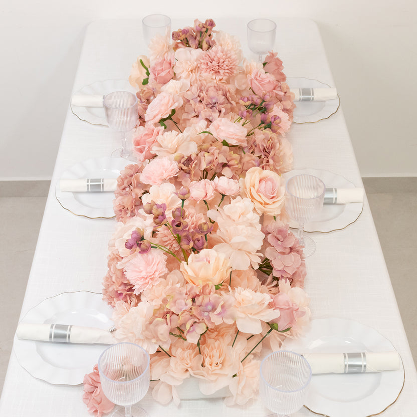 Pre-Arranged Flower Runner 40"x16" Dusty Rose | eFavormart