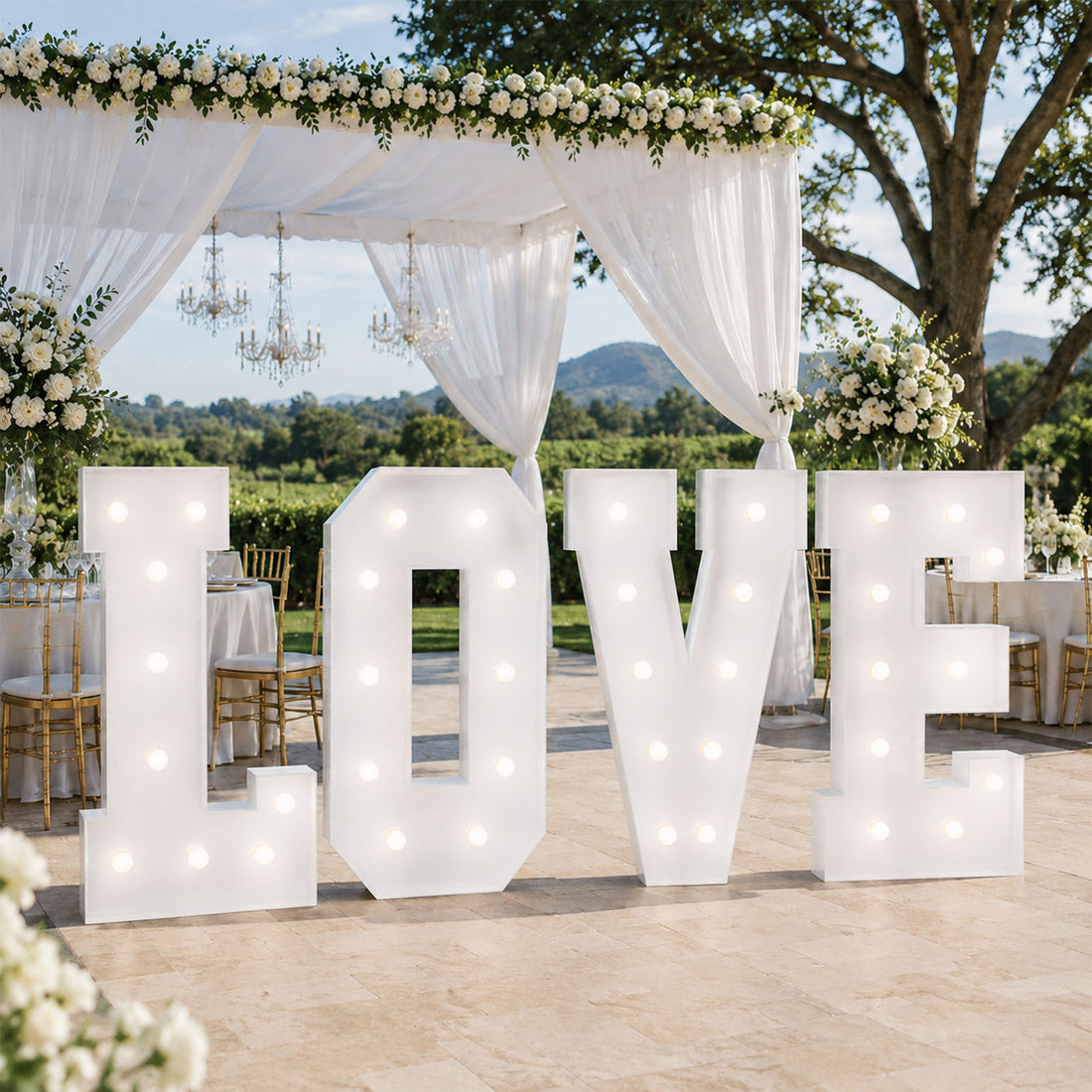 4ft LED Marquee Letters Set "LOVE" White | eFavormart