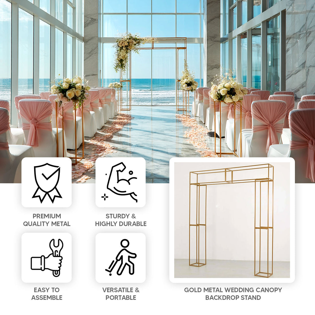 Gold Metal Rectangular Backdrop Stand | eFavormart