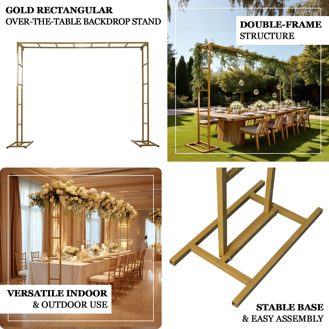 Freestanding Gold Over the Table Stand 6ftx8ft | eFavormart