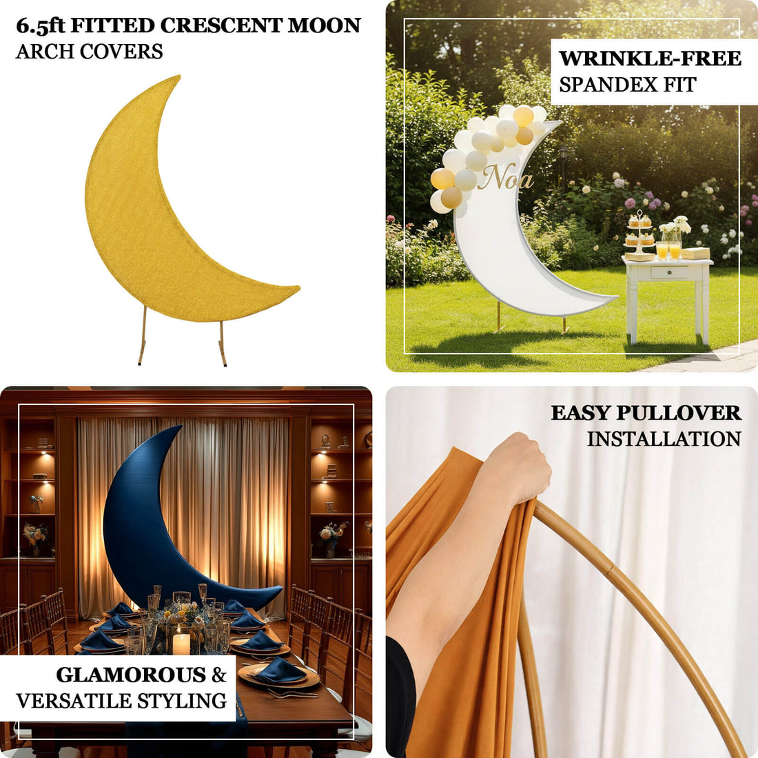 White Spandex Crescent Arch Cover - 6.5ft | eFavormart