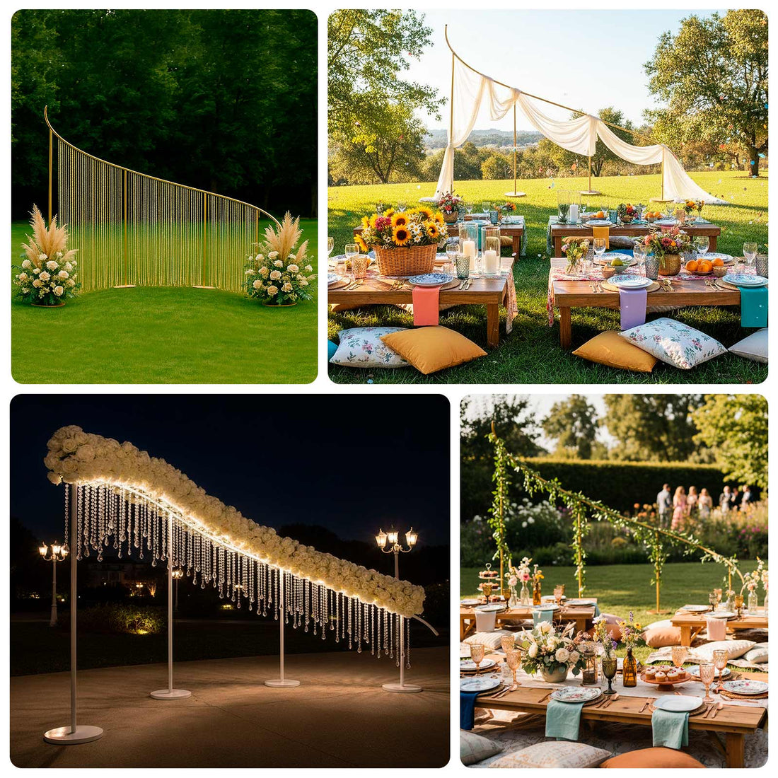 Curved Wave Wedding Arch 8ftx12ft Gold | eFavormart