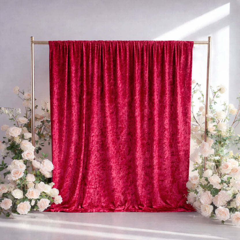 Crushed Velvet Backdrop Curtain Red 5x10ft | eFavormart