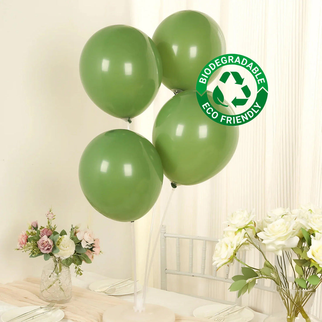 12" Pastel Dusty Sage Green Biodegradable Balloons | eFavormart