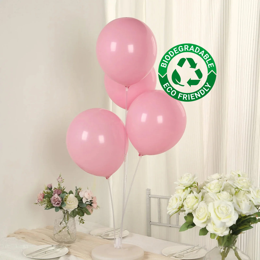 12" Pastel Pink Biodegradable Latex Balloons | eFavormart