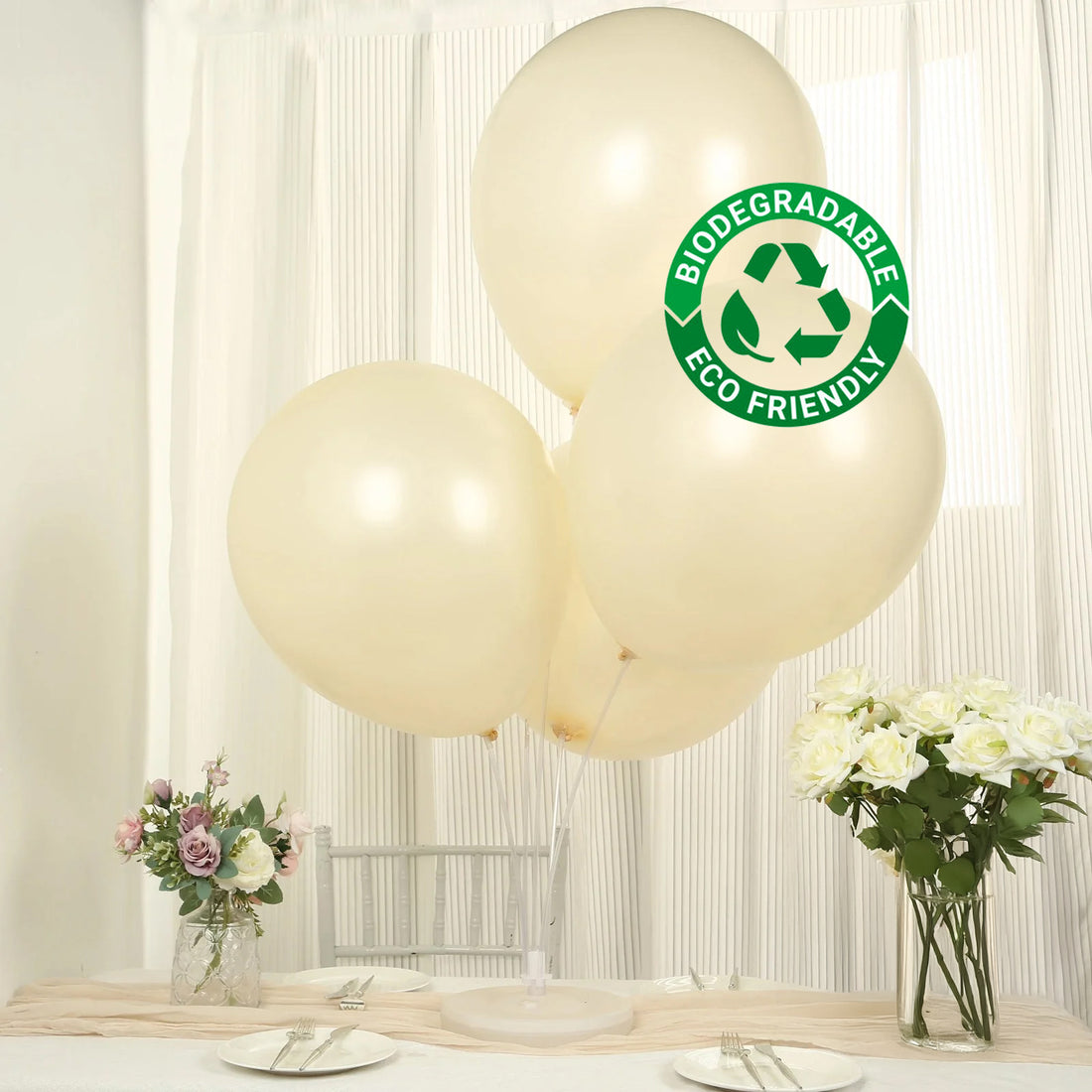 Matte Cream Biodegradable Latex Balloons 18" | eFavormart