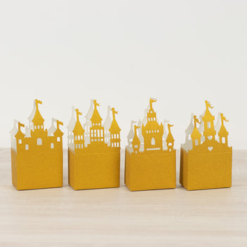 Gold Glitter Princess Castle Favor Boxes | eFavormart
