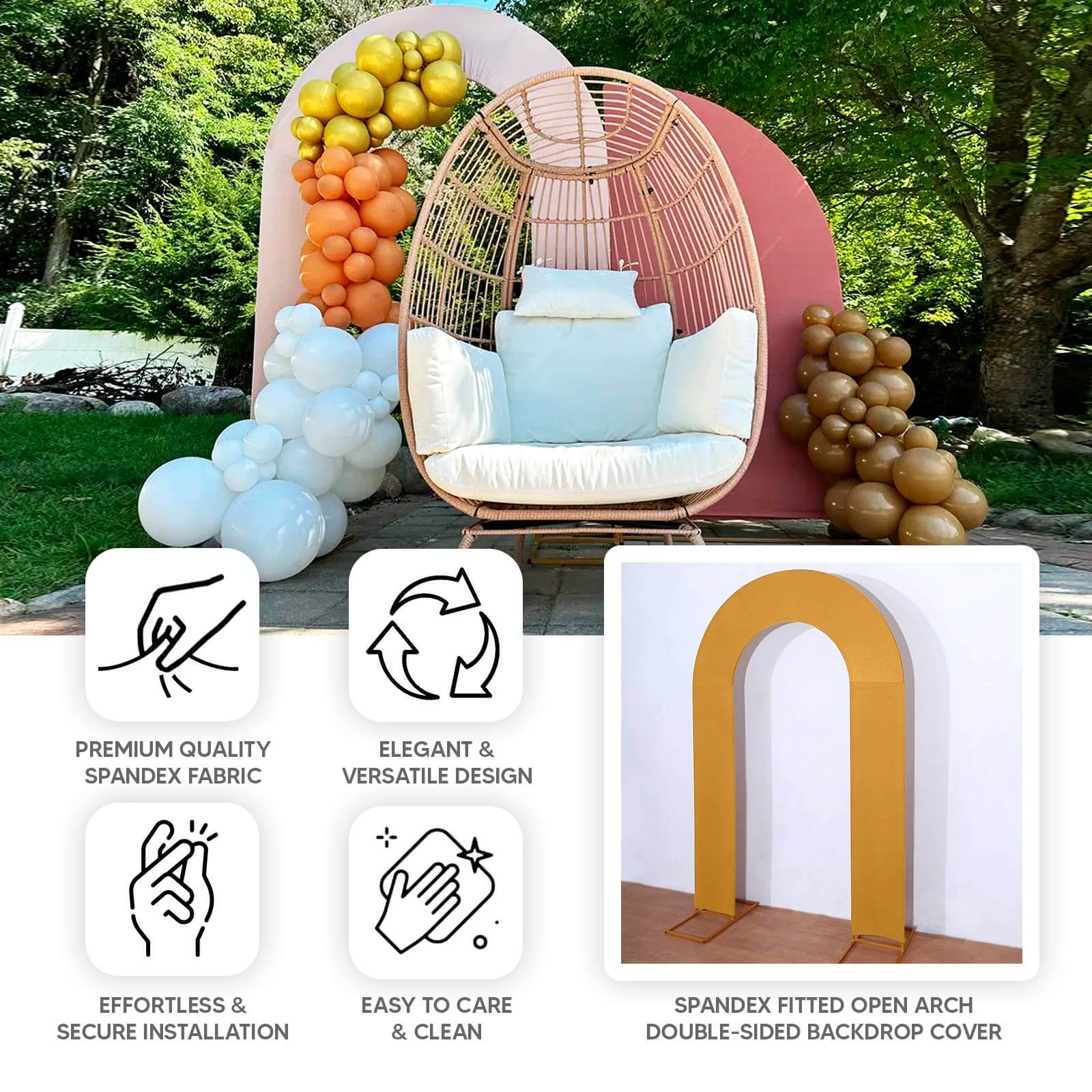 8ft Black Spandex Wedding Arch Cover | eFavormart.com