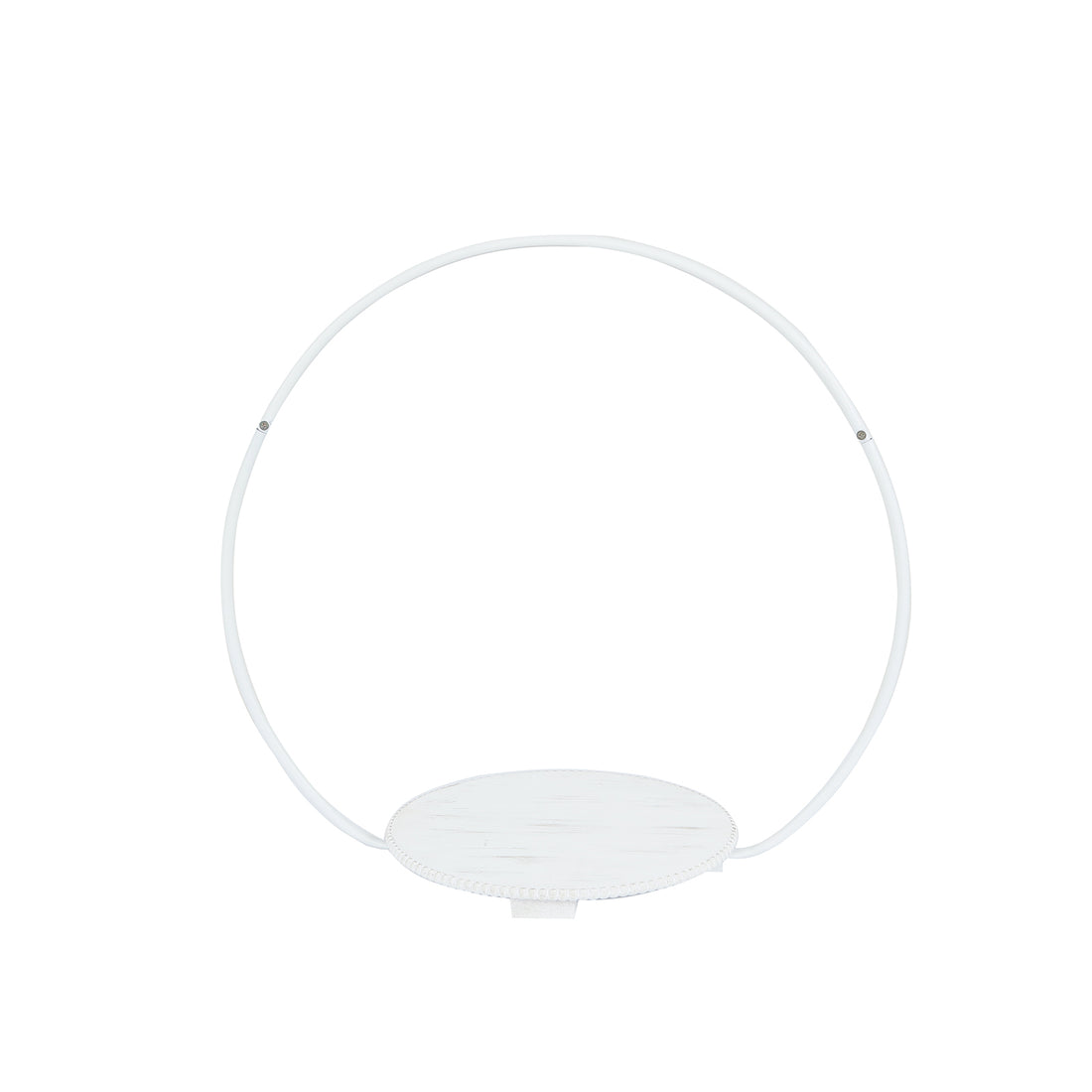 Metal Floral Hoop Cake Stand Whitewash Wood 22" | eFavormart