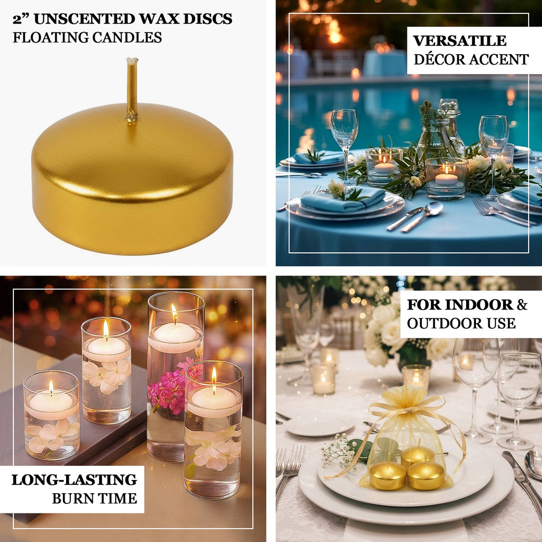 12pk Floating Candles 2" Dripless White | eFavormart