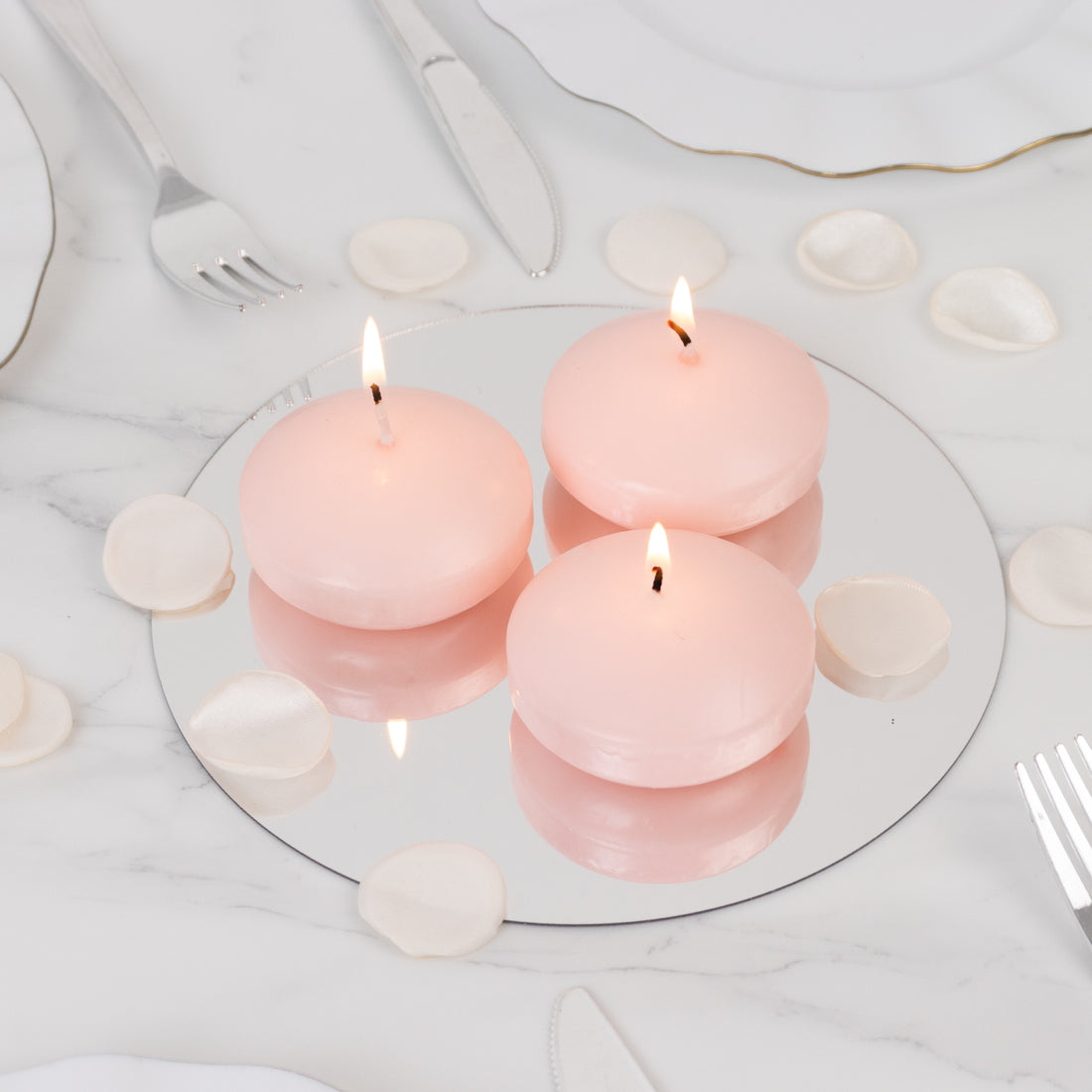 12 Pack Floating Candles 3" Dripless Blush | eFavormart