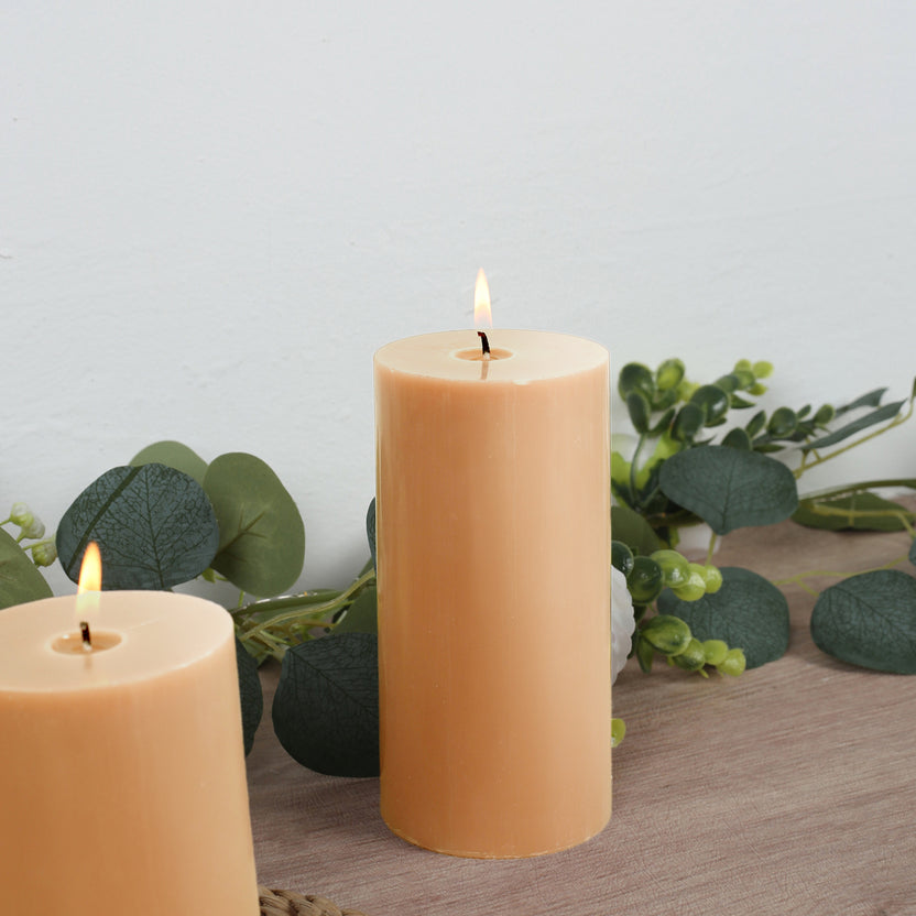 12-Pack Beige Pillar Candles 3"x6" | eFavormart