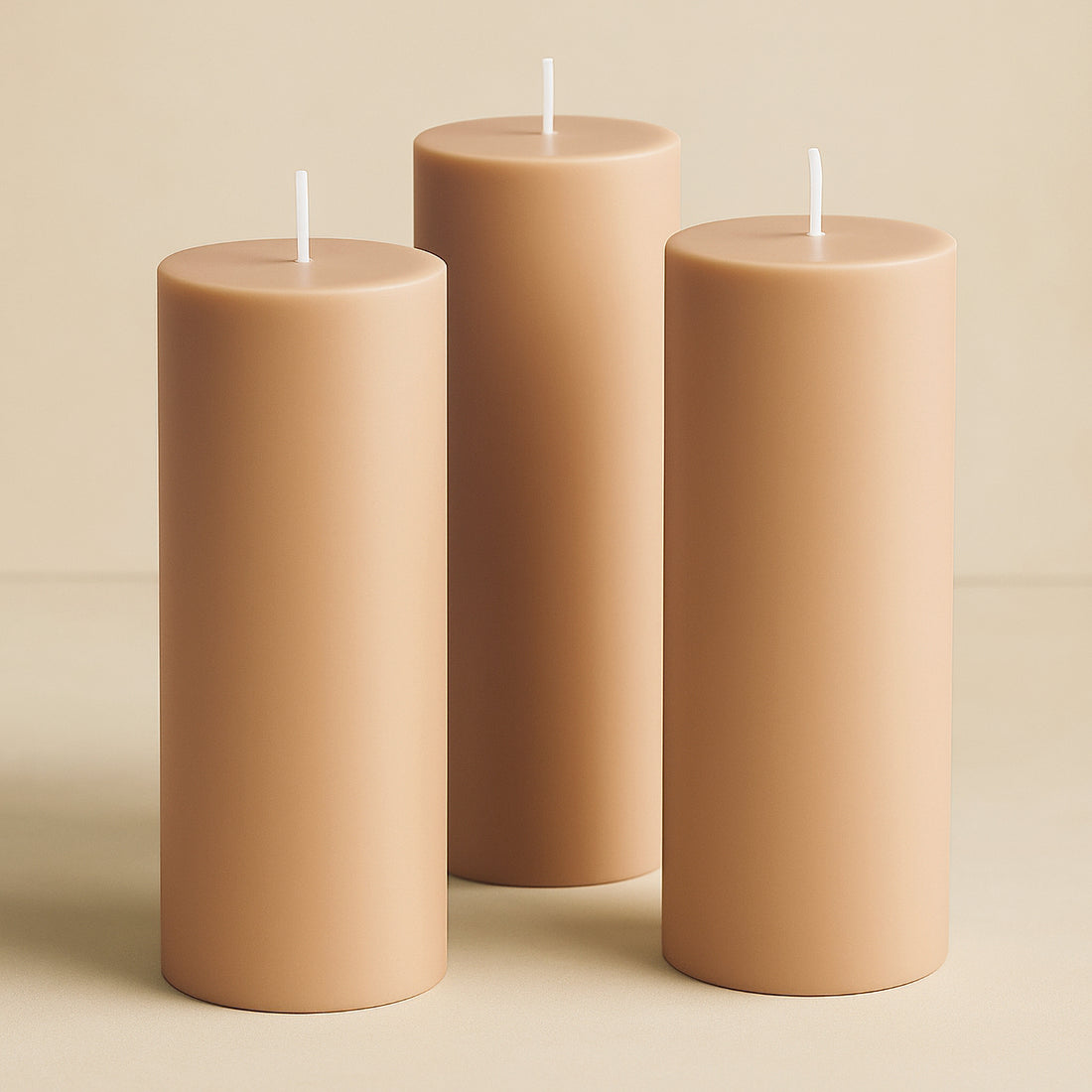 Unscented Pillar Candles 6pk 3"x9" Beige | eFavormart