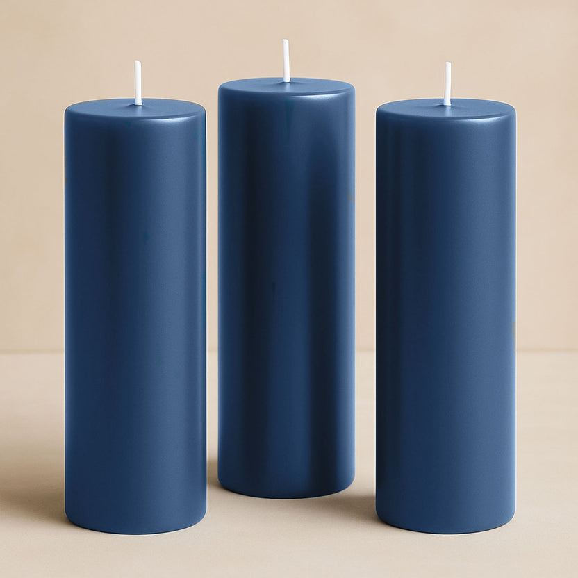 Unscented Pillar Candles 6pk 3"x9" Navy Blue | eFavormart