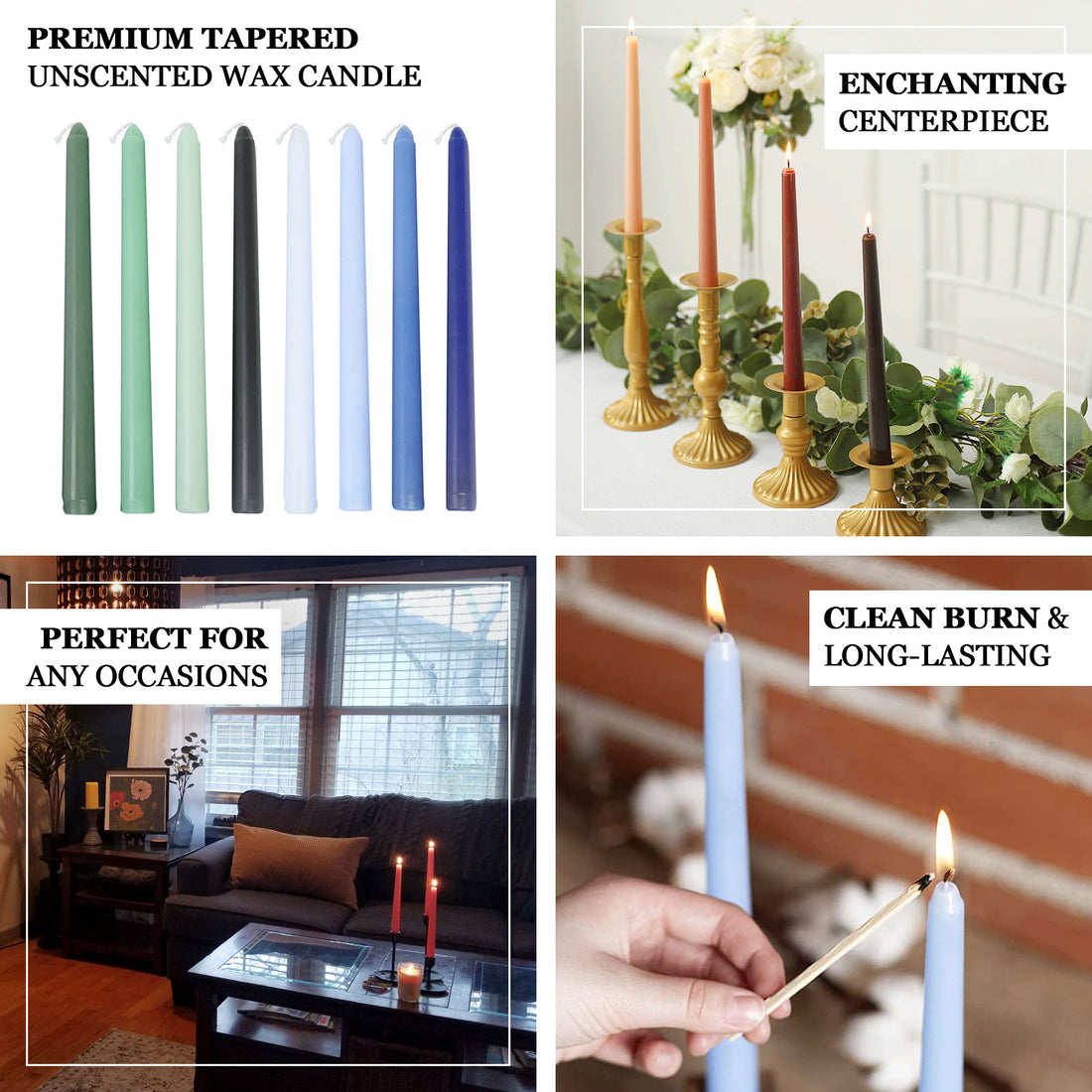 White & Blue French Toile Wax Taper Candles | eFavormart