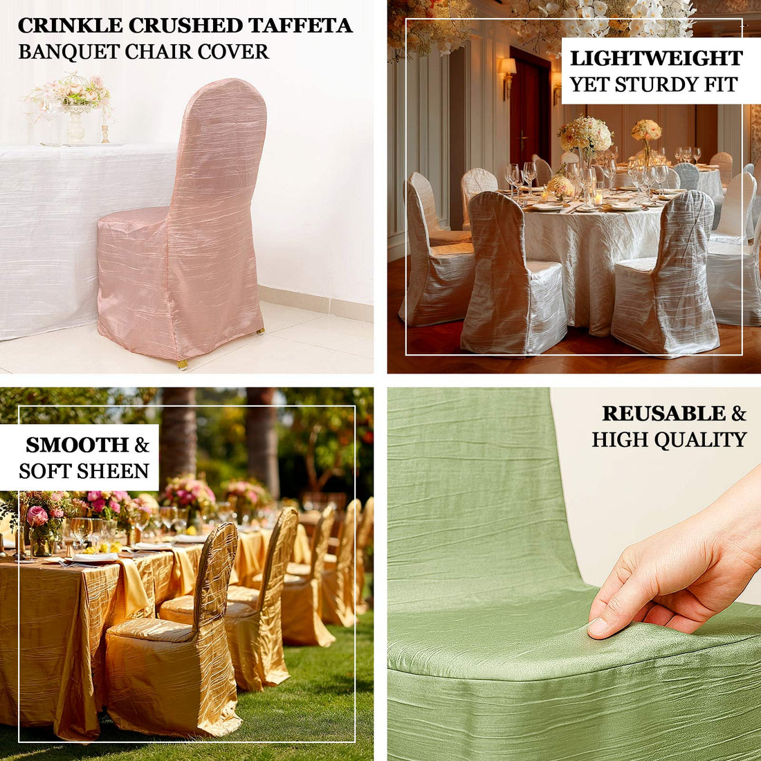 Taffeta Banquet Chair Cover White | eFavormart