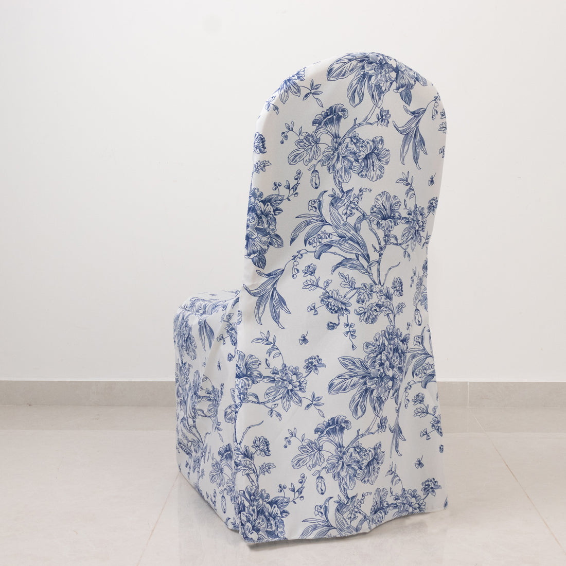 Polyester Banquet Chair Covers Blue Toile | eFavormart