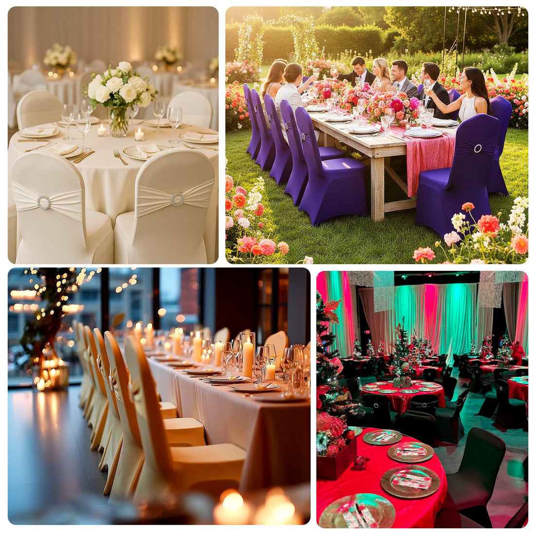 Spandex Banquet Chair Cover & Buckle Sash Champagne | eFavormart