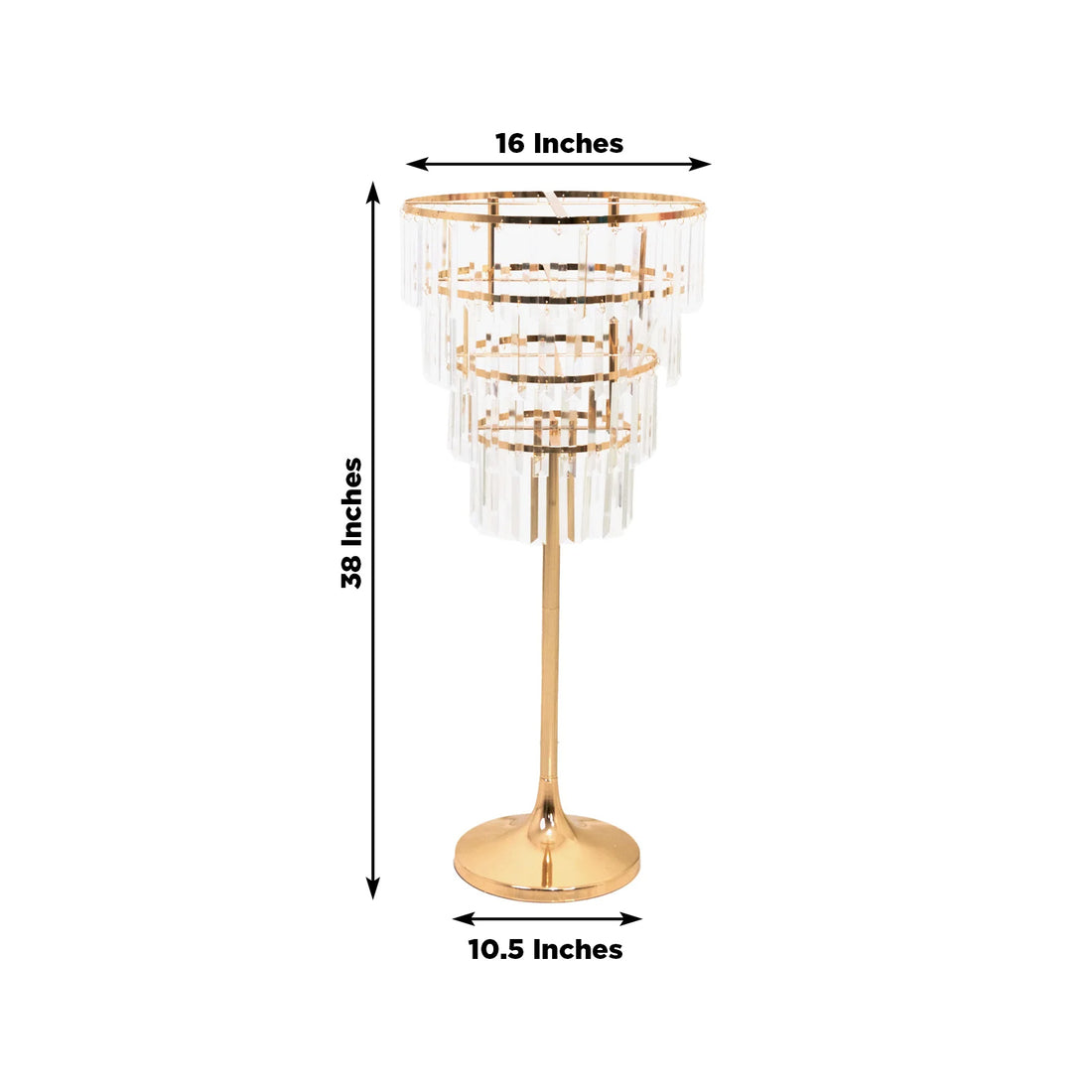 Crystal 4-Tier Chandelier 38" Gold Round | eFavormart